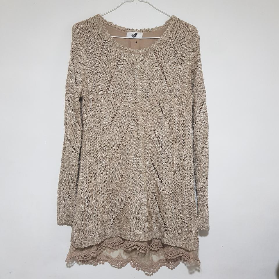 리본 레이스 루즈핏 롱 니트 | 헬로마켓