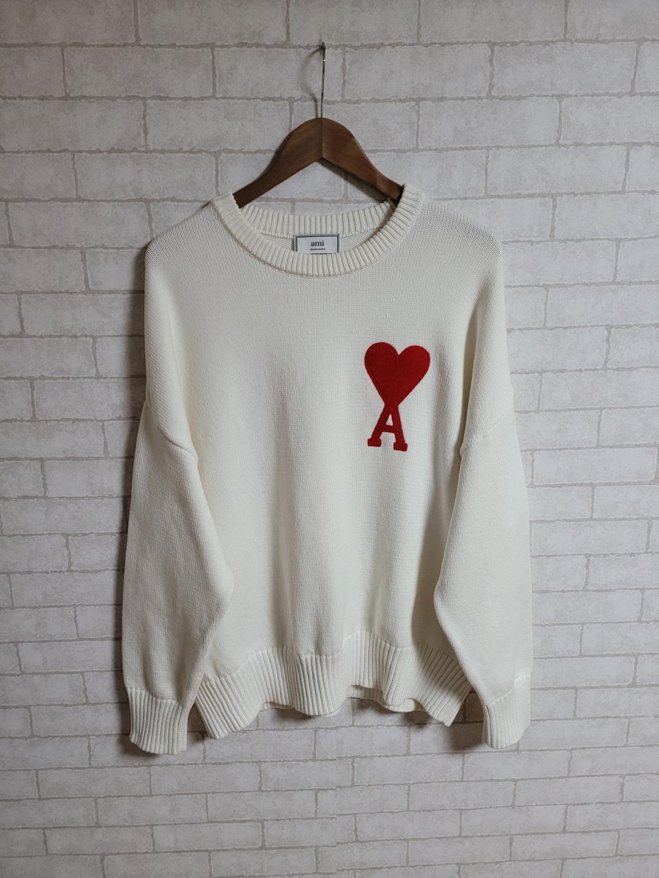 [XL] 정품 아미 20FW 오프화이트 하트로고 니트 | 헬로마켓