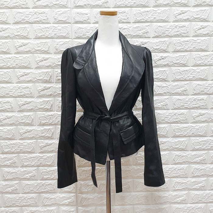 애플미니/(44-마른55)여성 램스킨 벨트 숏 가죽자켓 | 헬로마켓