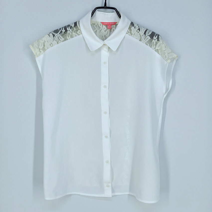 플라스틱아일랜드 여성 쉬폰 민소매블라우스 화이트36 ... | 헬로마켓