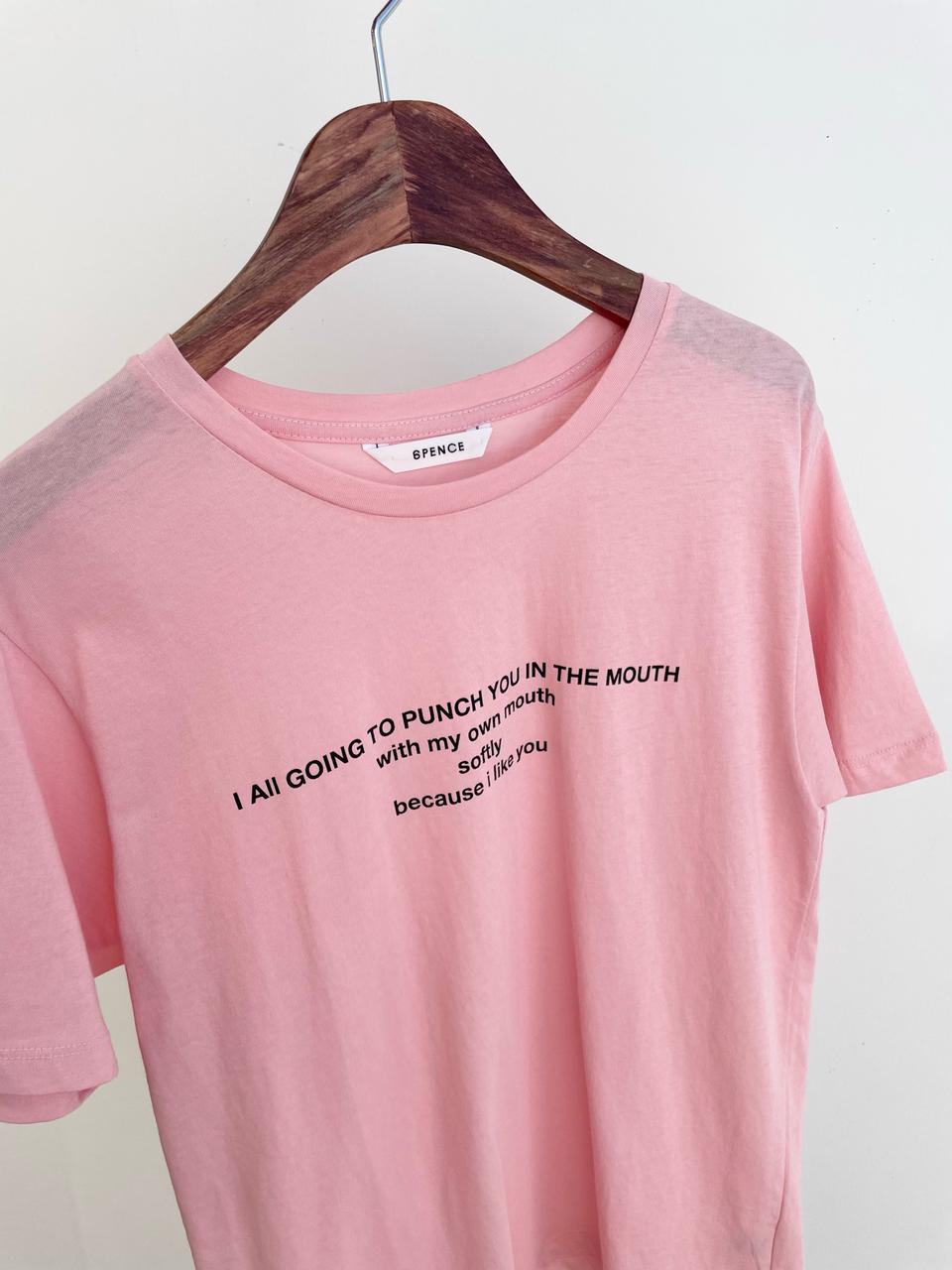연핑크 레터링 티셔츠 | 헬로마켓