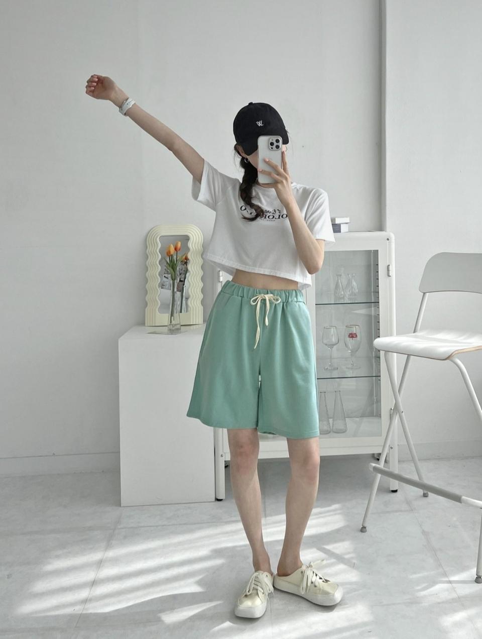 여성 무지 5부 트레이닝 반바지(4COLOR) | 헬로마켓