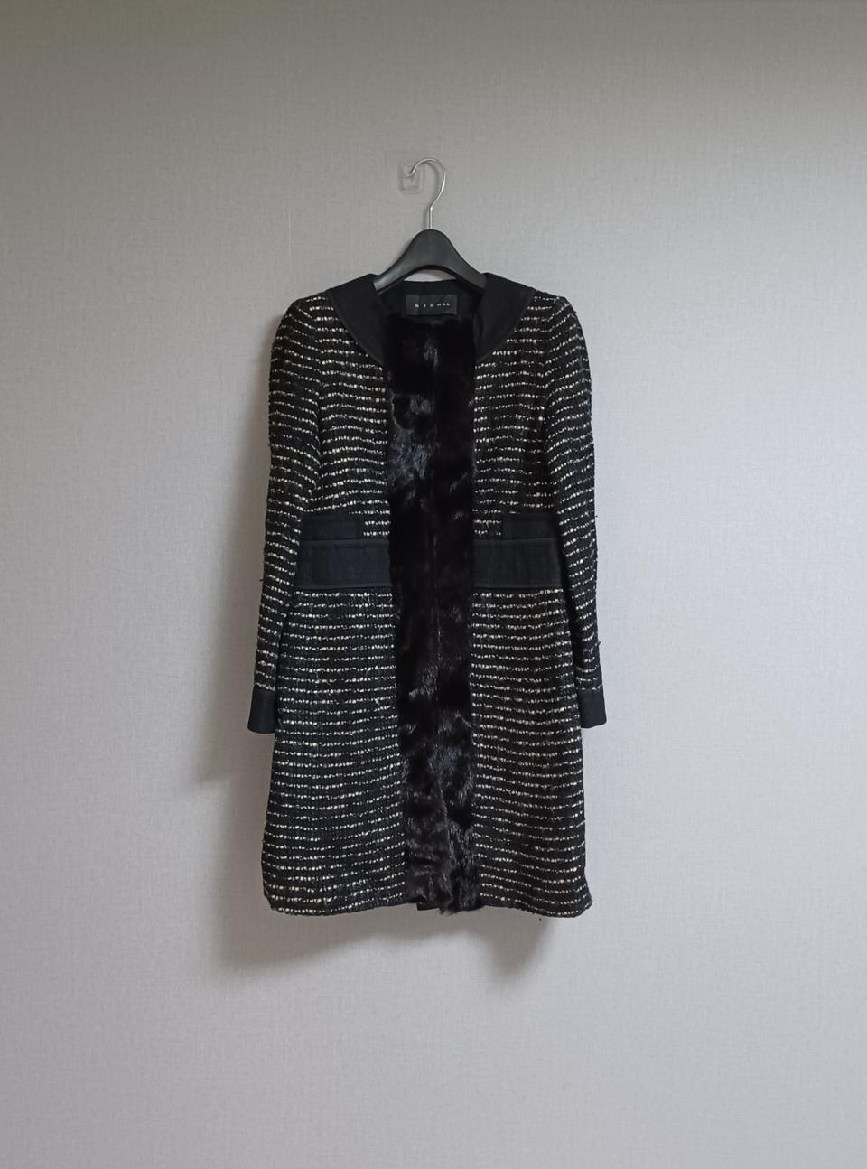 미샤 트위드 밍크 롱 퍼 코트 정장 자켓 55 여 하 세컨웨어헬로마켓