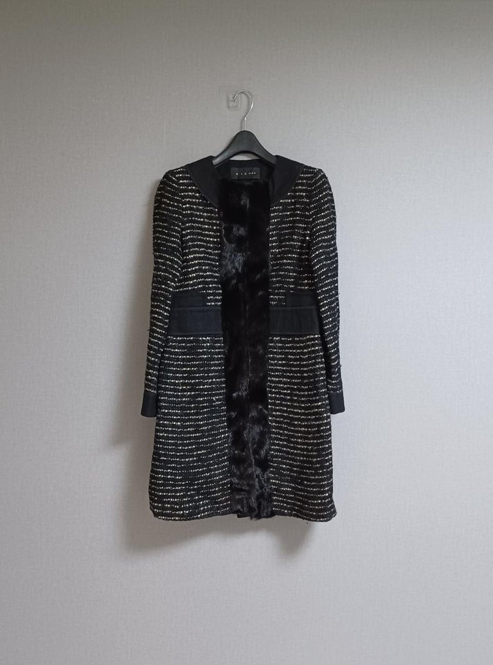 미샤 트위드 밍크 롱 퍼 코트 정장 자켓 55 여 하 세컨웨어헬로마켓