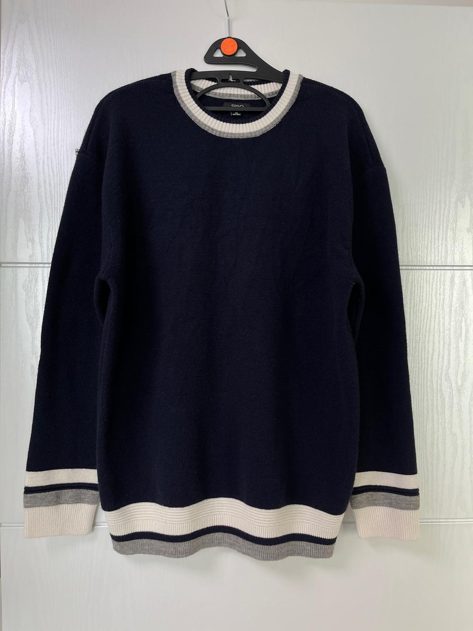 (100) 남성 배색 니트 네이비 | 헬로마켓