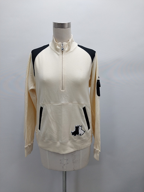 여성 블랙앤화이트 기모 반집업 티 | 헬로마켓