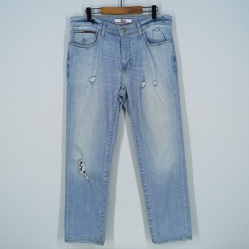 타미힐피거 남 데미지 일자핏 워싱 데님팬츠 연청(HU... | 헬로마켓