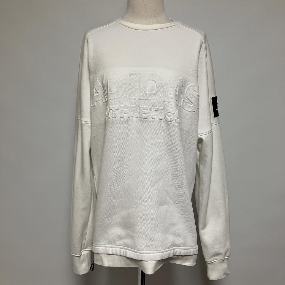 아디다스 흰색 긴팔 맨투맨 티셔츠. 100사이즈. | 세컨웨어