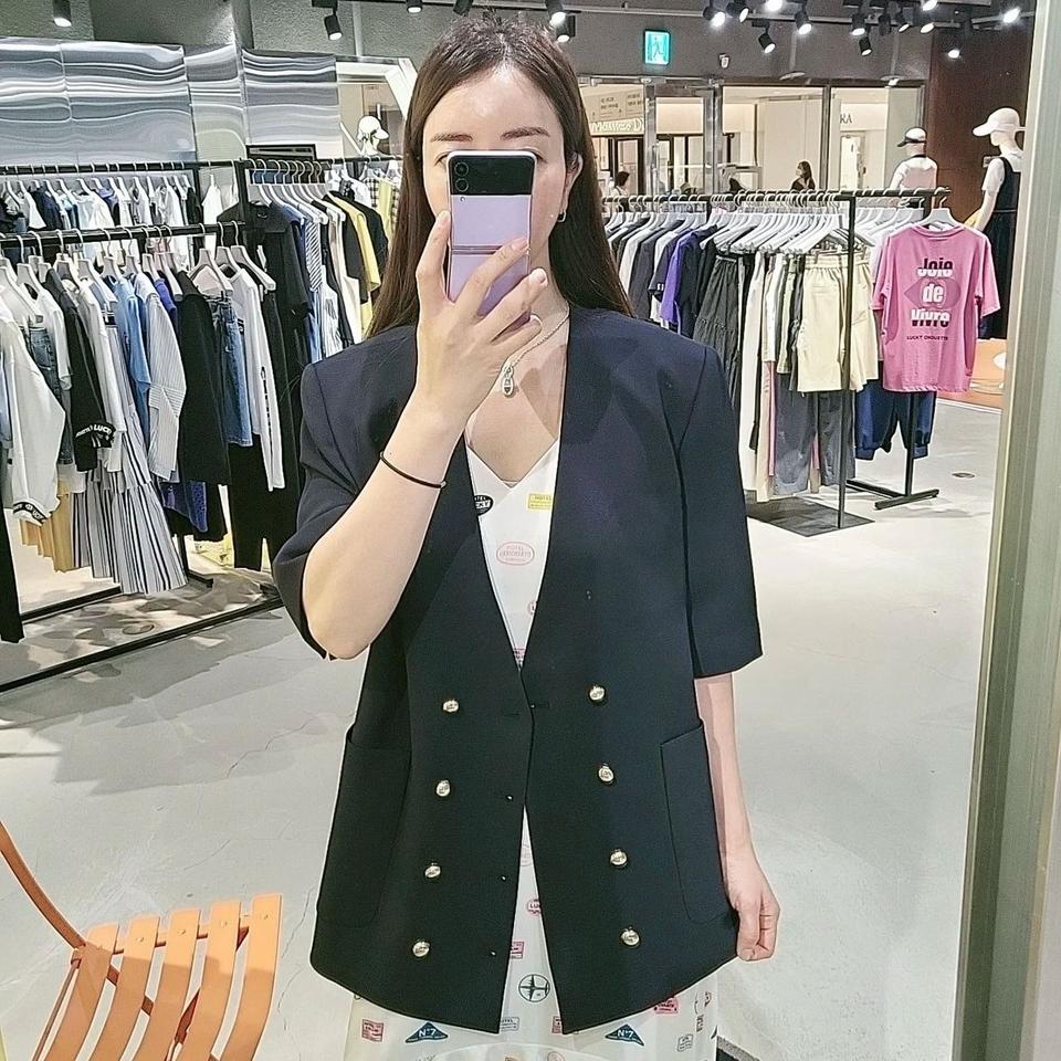 럭키슈에뜨 반소매 노카라더블재킷 헬로마켓