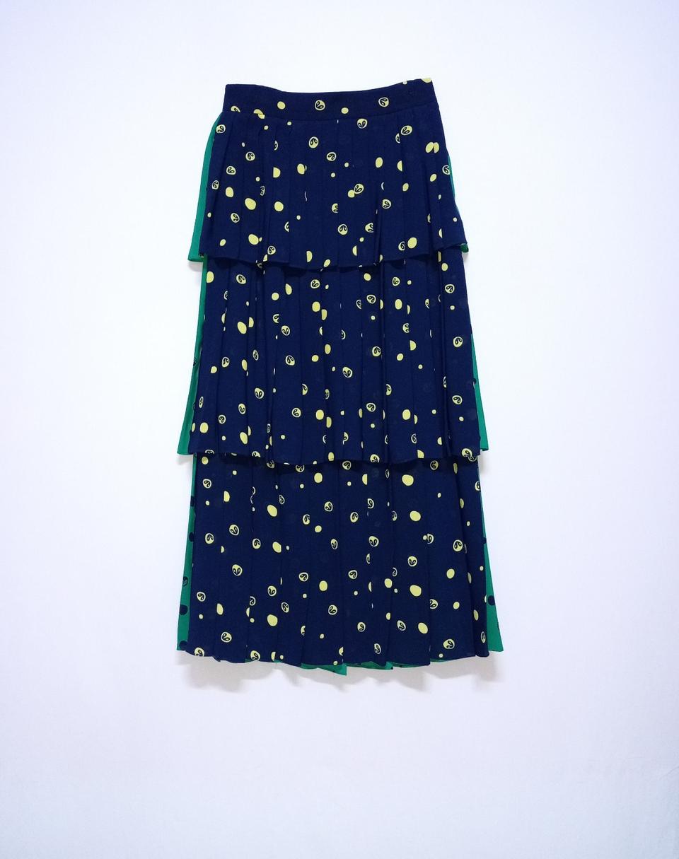 럭키슈에뜨 플리츠 캉캉 배색 롱 스커트 | 세컨웨어