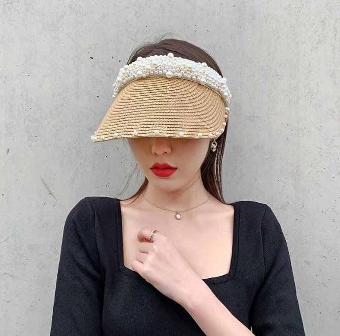 자외선 차단 썬캡 여성 밀짚 모자 썬바이저 세컨웨어