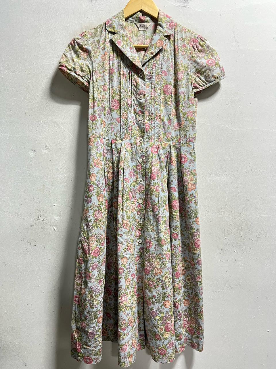 (55-66)BCBG 플라워패턴 반팔 롱 원피스(정품) | 헬로마켓