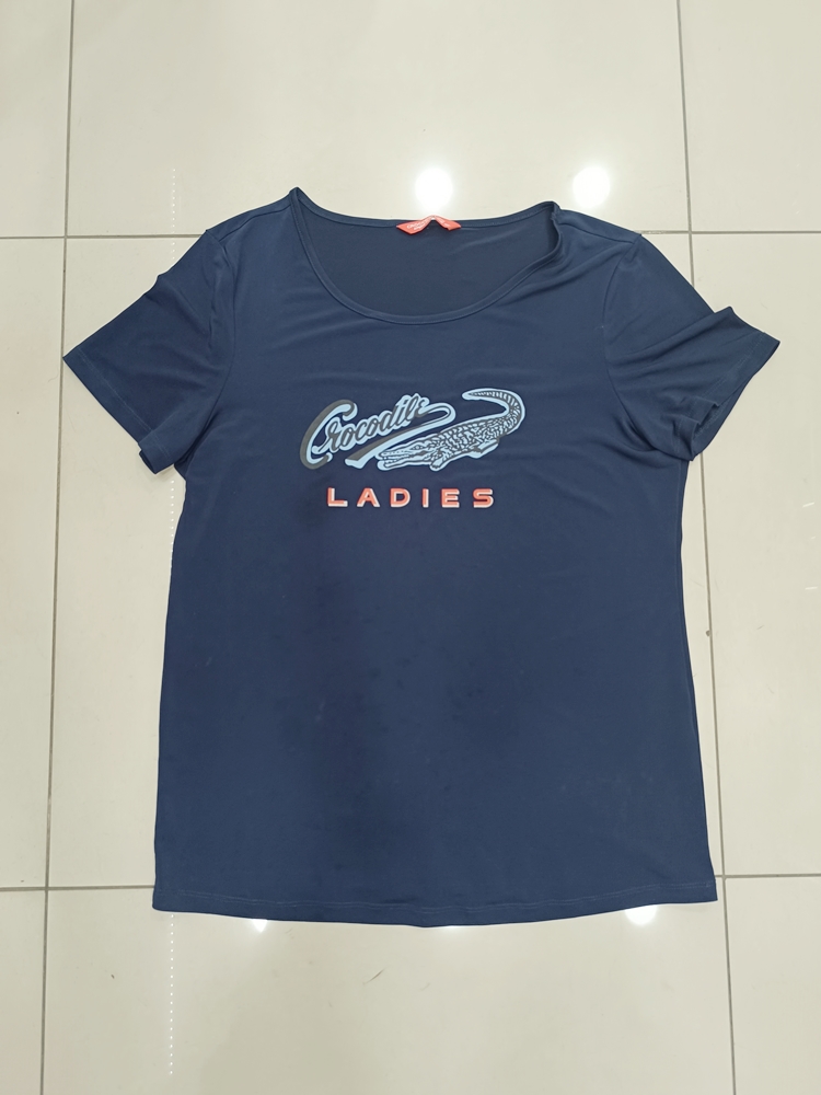 크로커다일 레이디 100 네이비 프린트 반팔티셔츠 시... | 세컨웨어
