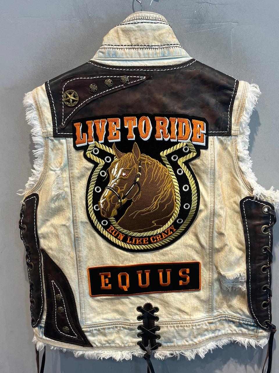 [L] REDMOON 리얼 말가죽 라이더 데님 베스트 자켓 | 헬로마켓