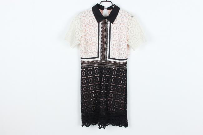 [30% 할인]크리스탈 화이트 블랙 투톤 펀칭 원피스(8) | 헬로마켓