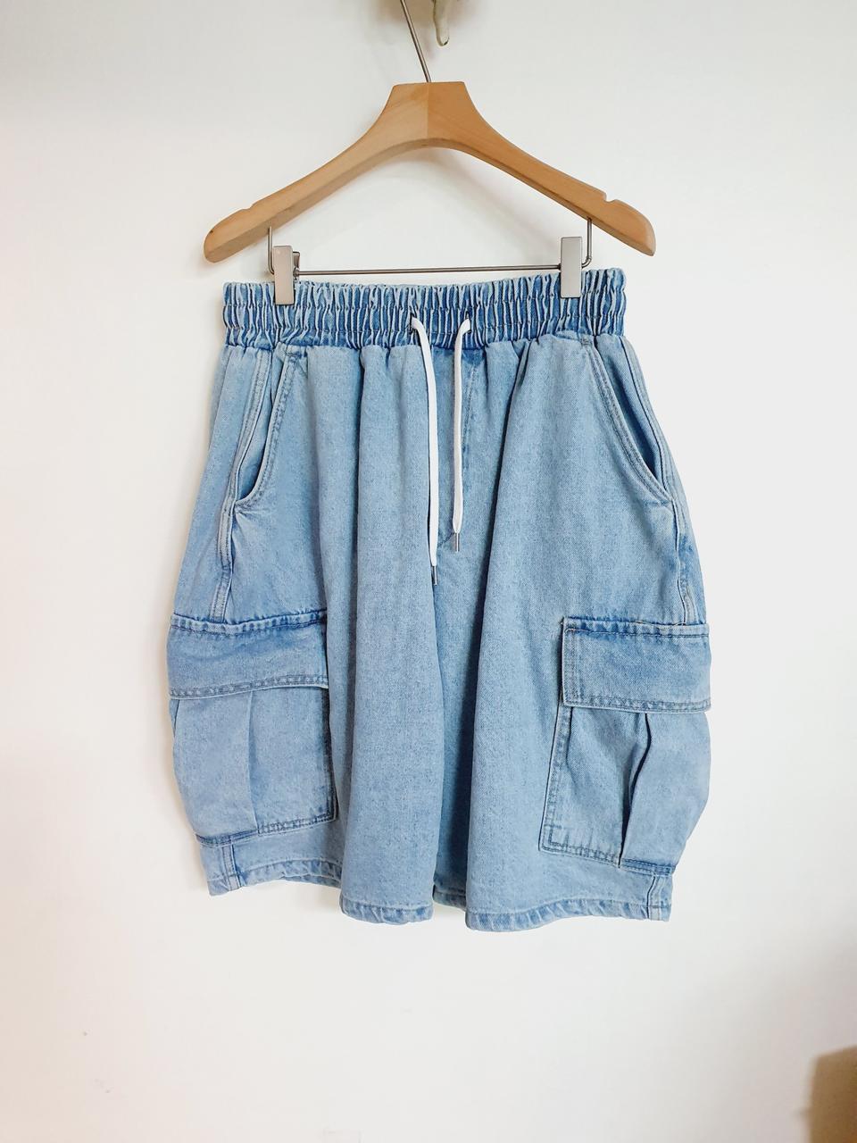 남성 허리밴딩 워싱 벌룬핏 데님카고반바지-연청(31인... | 헬로마켓