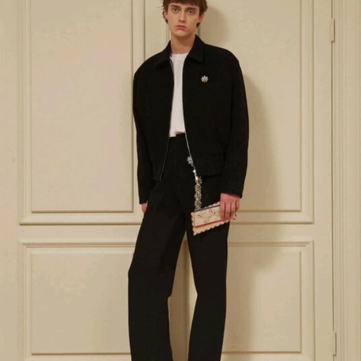 stu 팬츠 플라워패치 울 슬랙스 블랙 | 헬로마켓