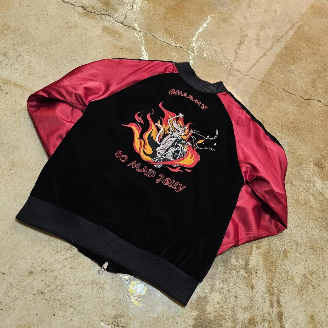 참스 핑크팬더 자수 벨벳 투웨이집업 스카쟌 L | 헬로마켓