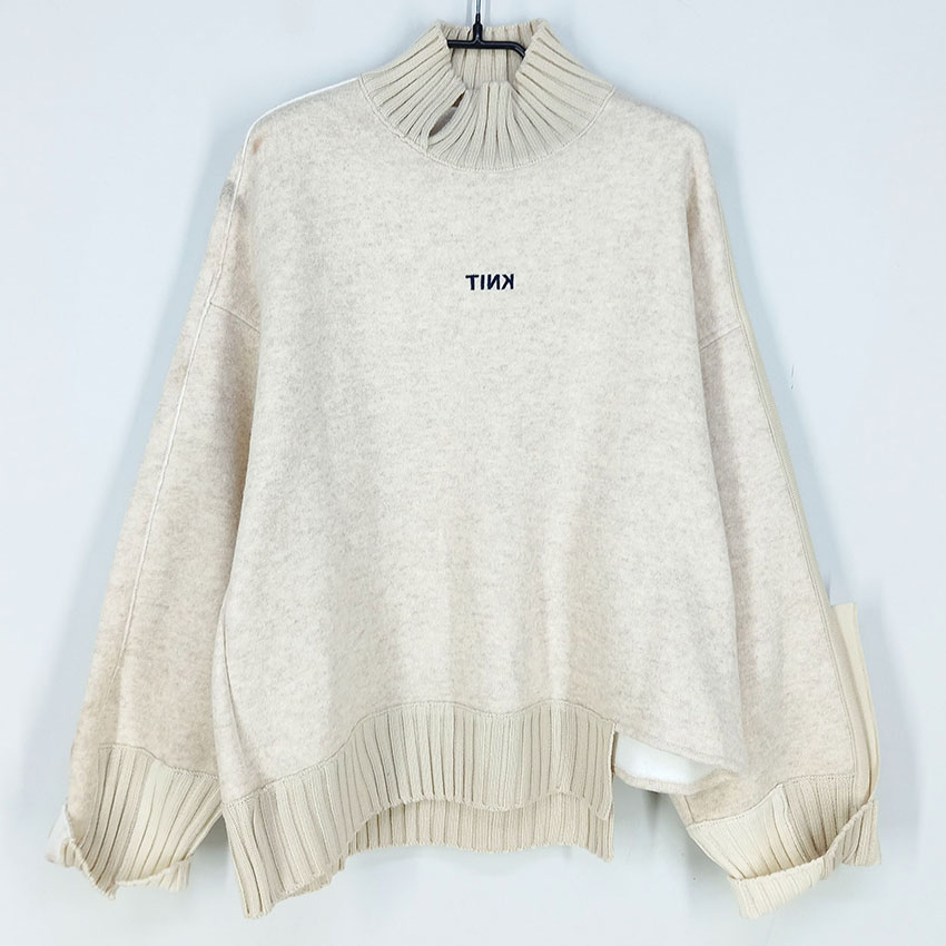 듀엘 여 TINK자수 안감기모 터틀넥니트티 베이지85... | 헬로마켓