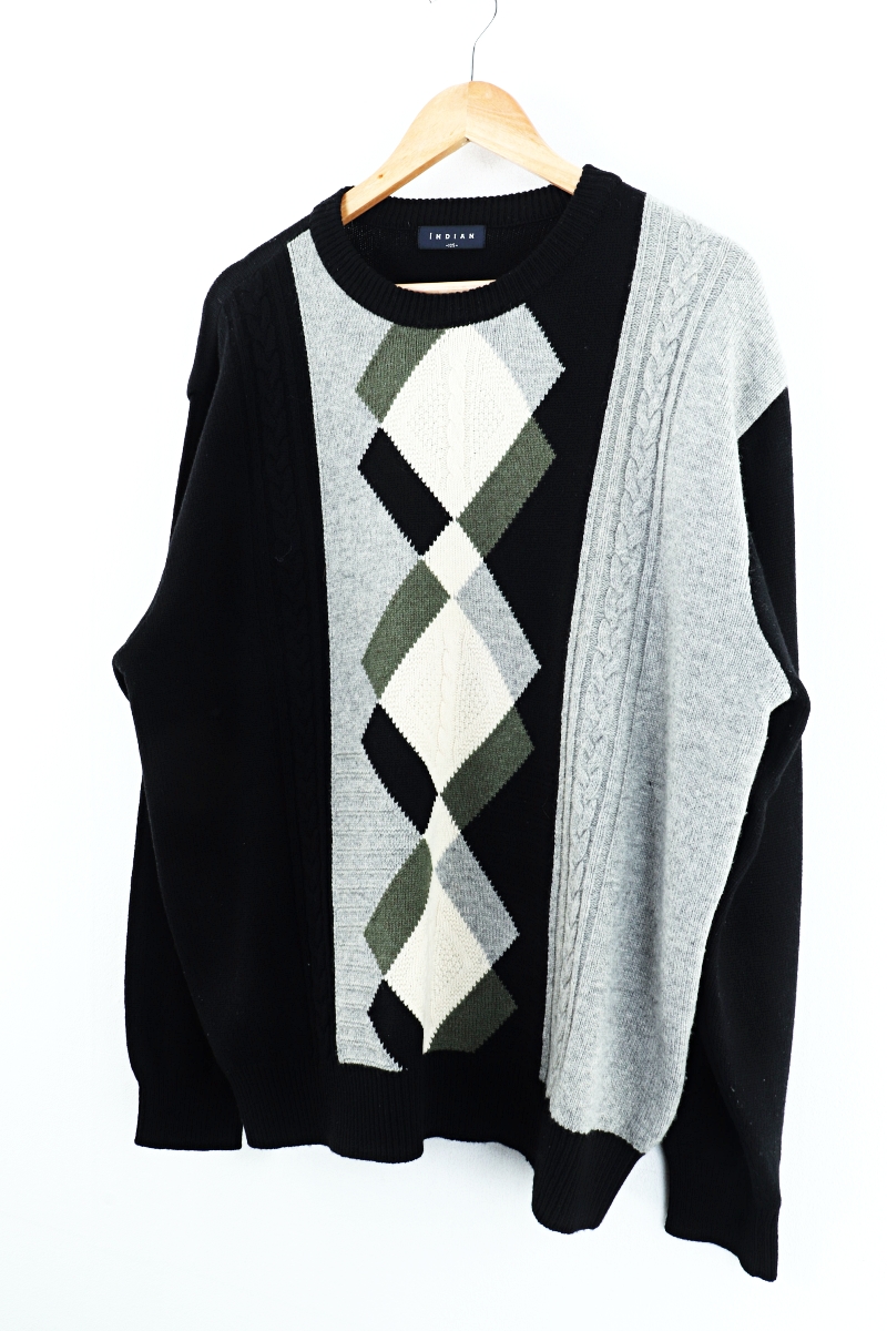 (XL) 인디안 니트 배색 모 올드스쿨-A136 | 헬로마켓