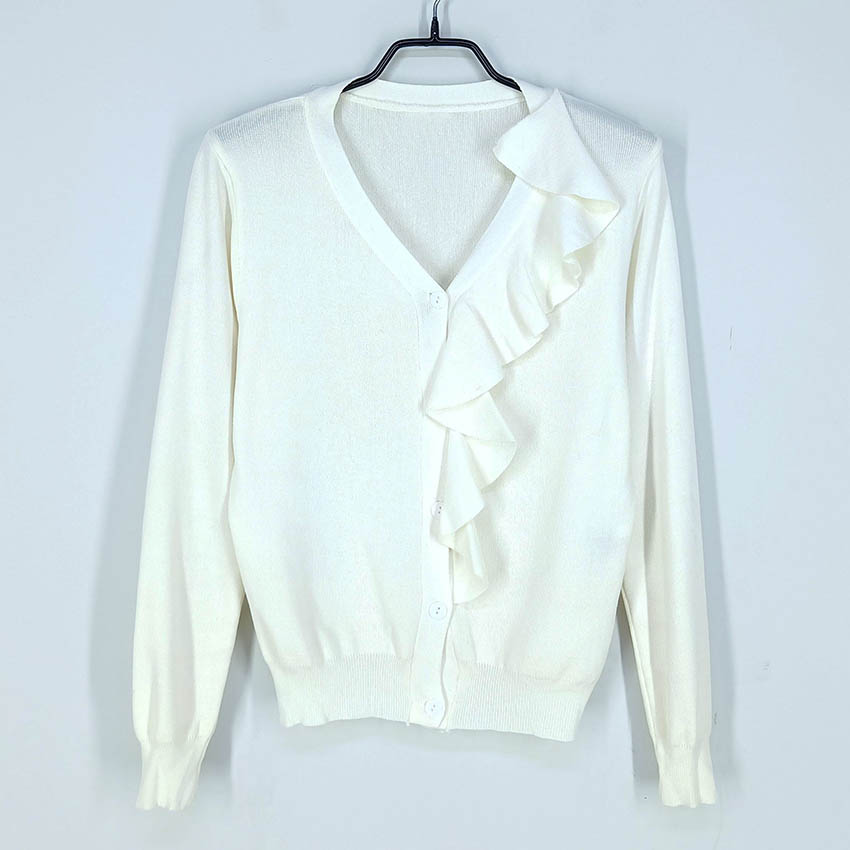 빈티지 여 프릴 브이넥 니트가디건 아이보리 (HU28... | 헬로마켓