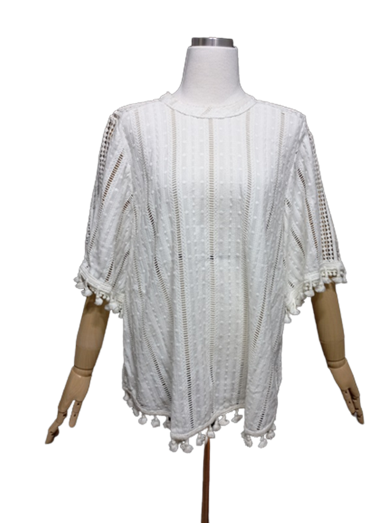 타임TIME 멀티장식 시스루 여성 라운드넥 반팔티셔츠... | 헬로마켓