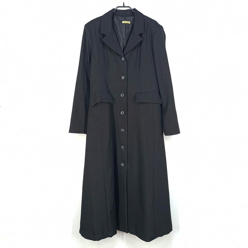 IACOCCA 여 양포켓 춘추 롱코트 블랙 (HU28... | 헬로마켓