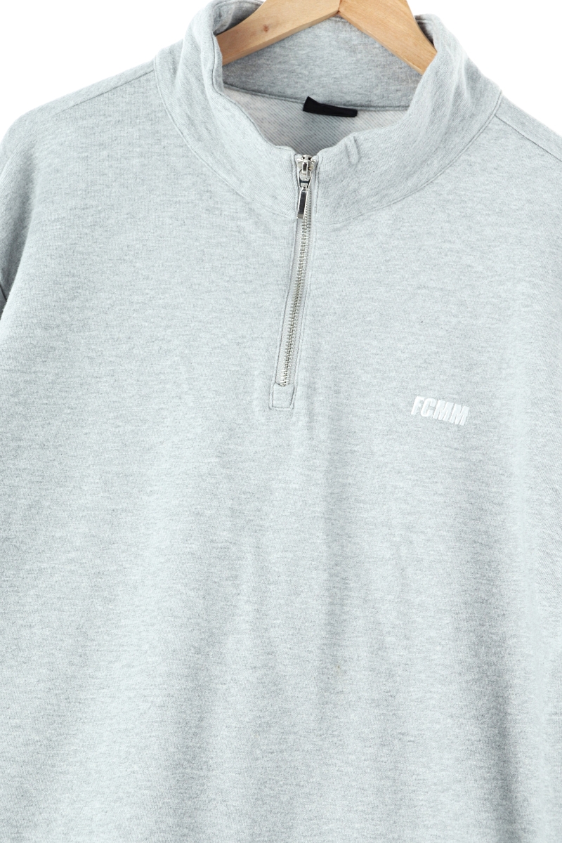(XL) FCMM 맨투맨 티셔츠 그레이 면 반집업 베... | 헬로마켓