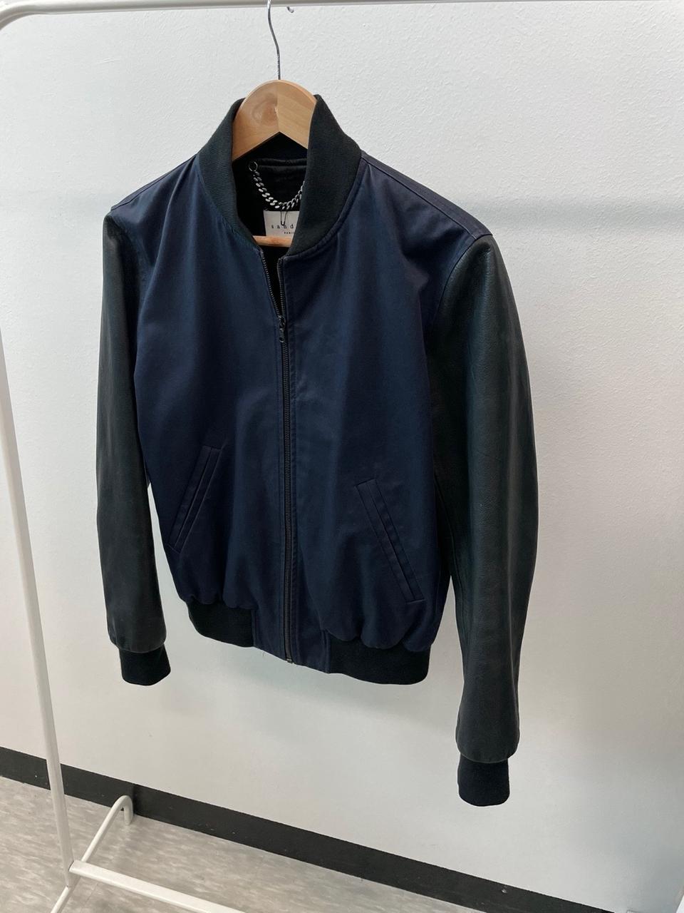 95) 산드로 소매레더 블루종 | 헬로마켓