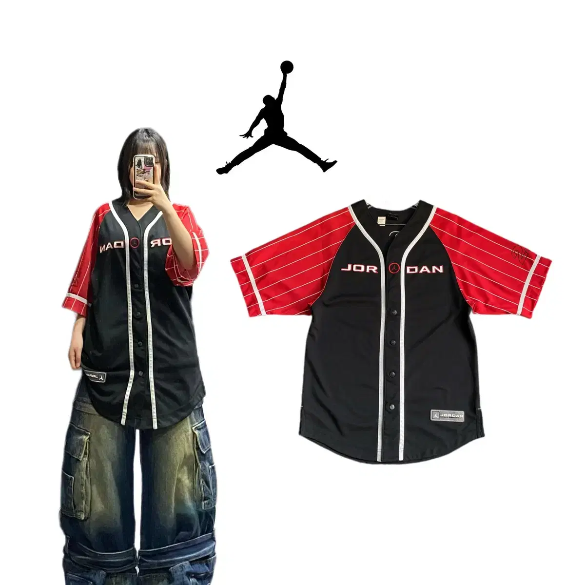나이키 조던 00s 23 반팔 오버핏 반팔 야구 져지 | 세컨웨어(헬로마켓)
