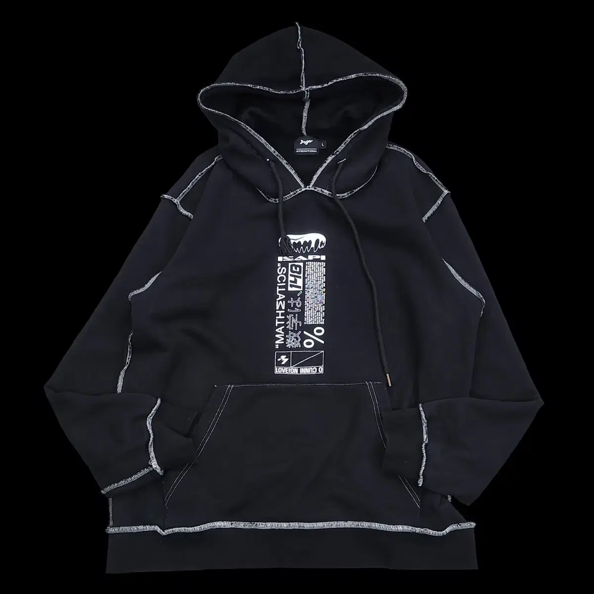 [L] I4P 아이사피 아웃스티치 블랙 후드티 | 세컨웨어(헬로마켓)