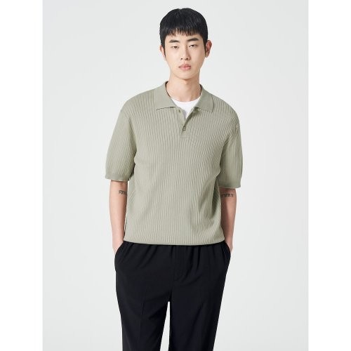 남성) 23SS 8SECONDS 골지 칼라 반팔 니트 | 세컨웨어(헬로마켓)