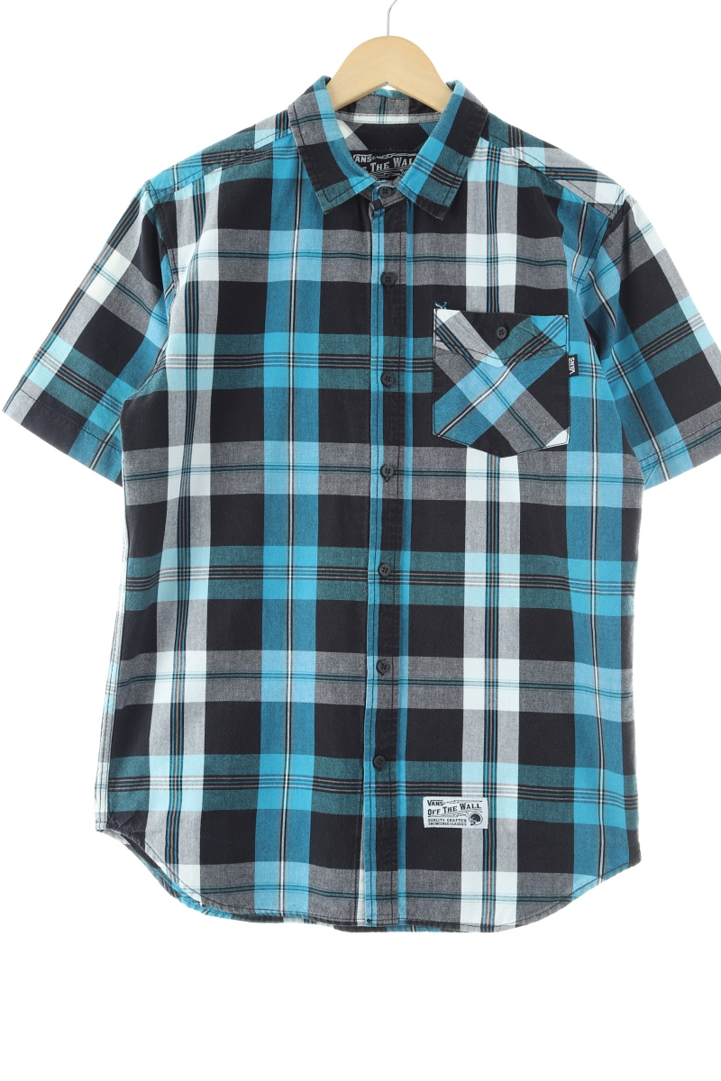 (L) 반스 반팔셔츠 남방 블루 체크 면 기본핏-DDF5 | 헬로마켓