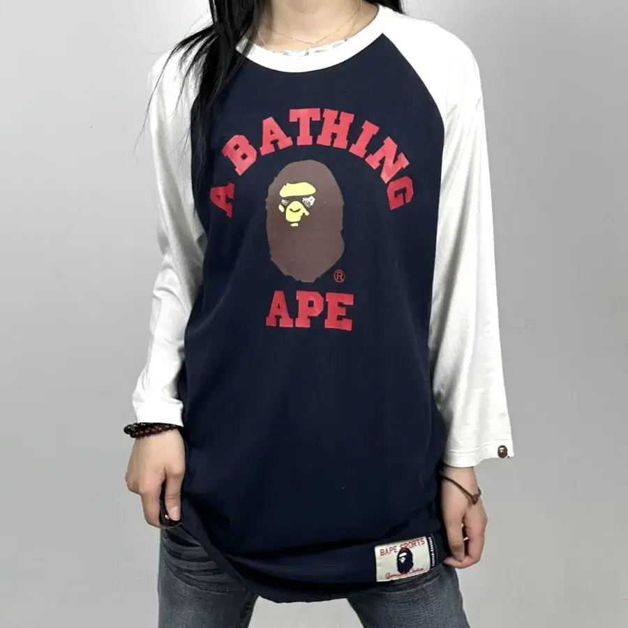 BAPE lady 베이프 컬리지 하트 에이프 7부 나... | 헬로마켓