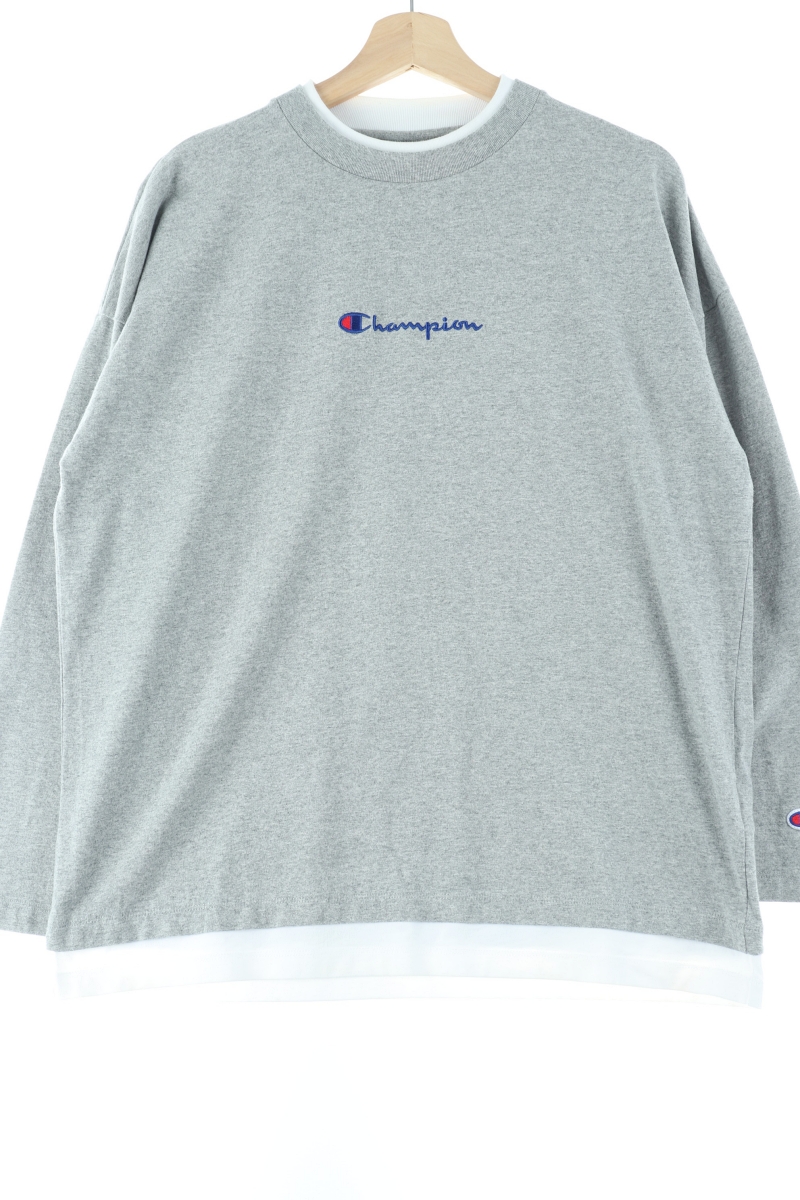 (S) 챔피온 긴팔티셔츠 빅 로고 그레이 한정판-EEA4 | 헬로마켓