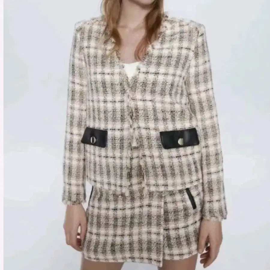 ZARA 자라 NWT 프레이드 V 넥 트위드 블레이저 자켓 | 헬로마켓