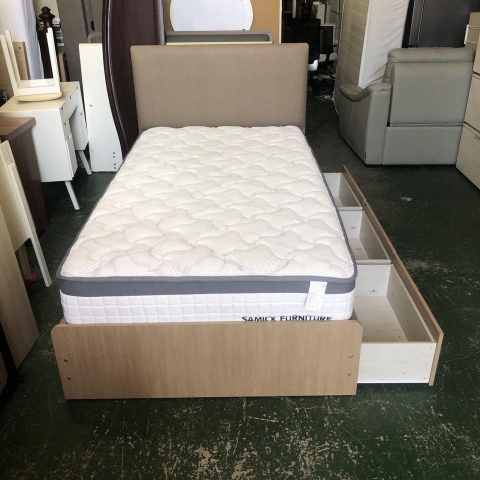 삼익가구 델루나 수퍼싱글 수납형 LED 침대세트 | 헬로마켓