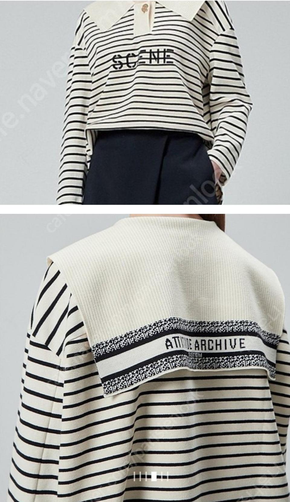 한섬 시스템 22FW 세일러 칼라 스트라이프 탑 90(F) | 헬로마켓