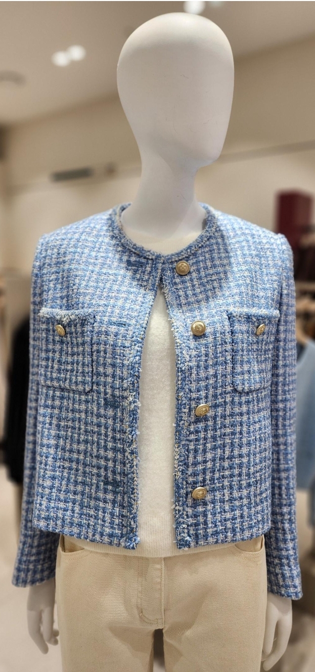 리스트 라운드 트위스트장식 글리터 트위드 자켓 55사 헬로마켓