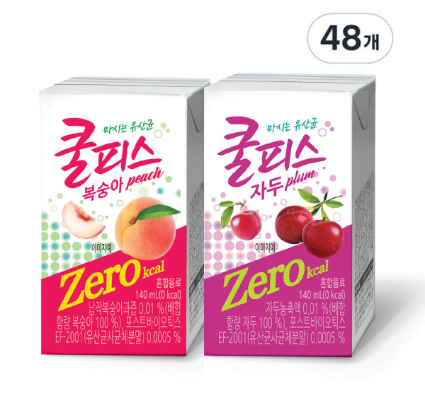 쿨피스 제로 140ml 48개(24개+24개) 복숭아/자두 | 헬로마켓