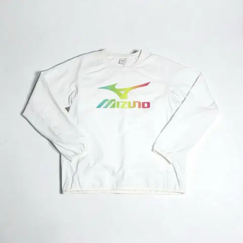 미즈노 레인보우 로고 흰색 긴팔 티셔츠 L | 헬로마켓